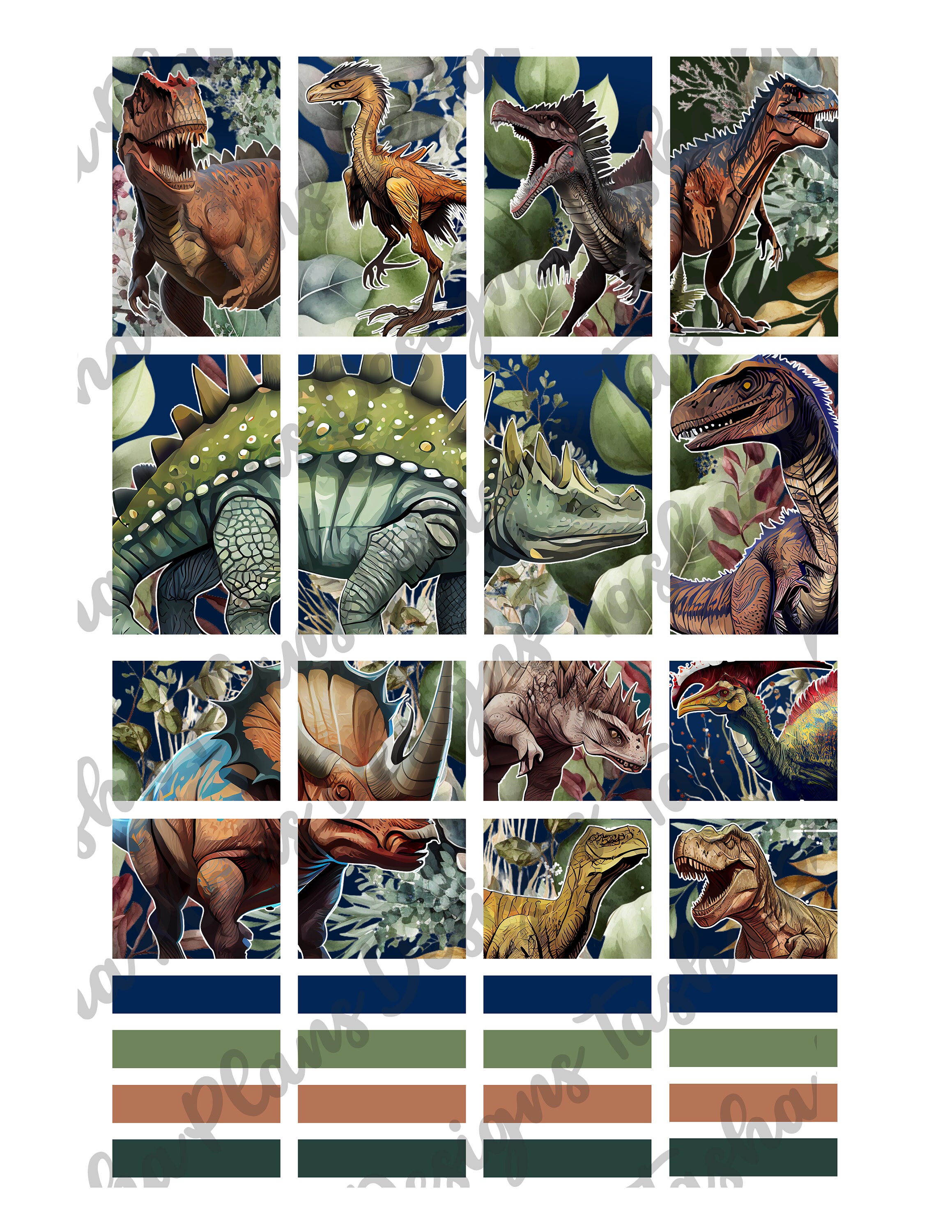 Dinosaur Bright and Fierce Planner Sticker Kit Digital Printable File ...