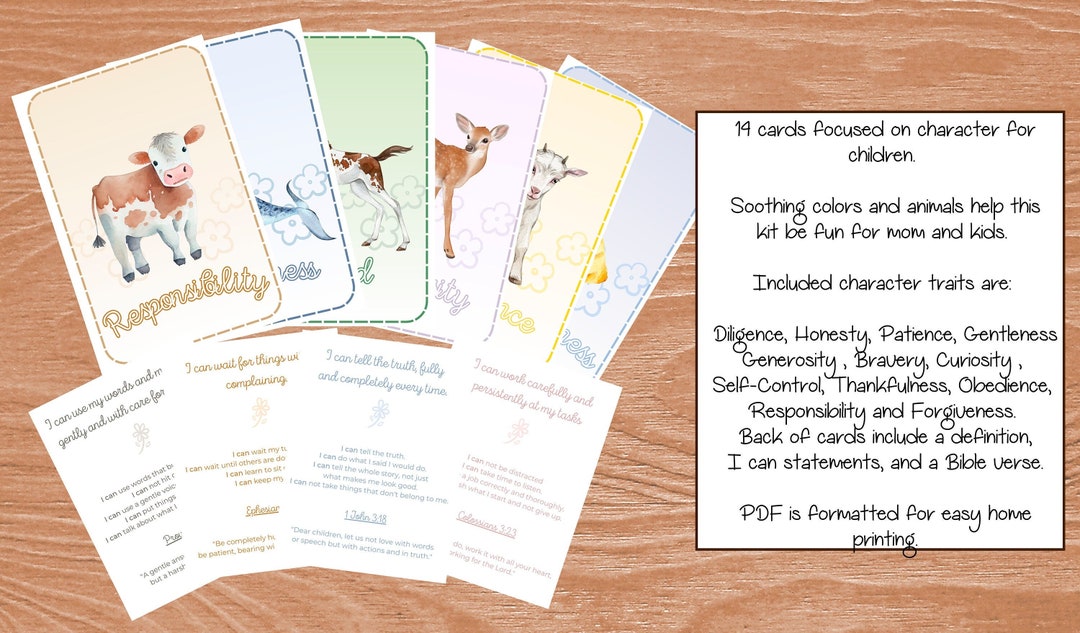 Character Flashcards for Children. Digital File for Developing ...