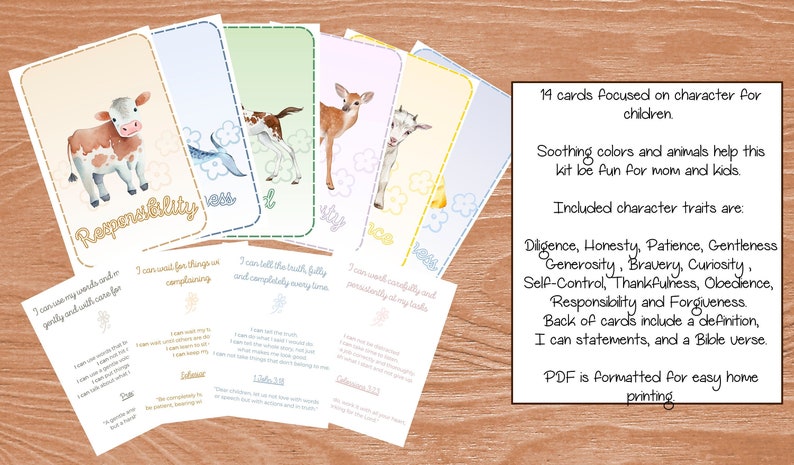 Character Flashcards for Children. Digital File for Developing ...