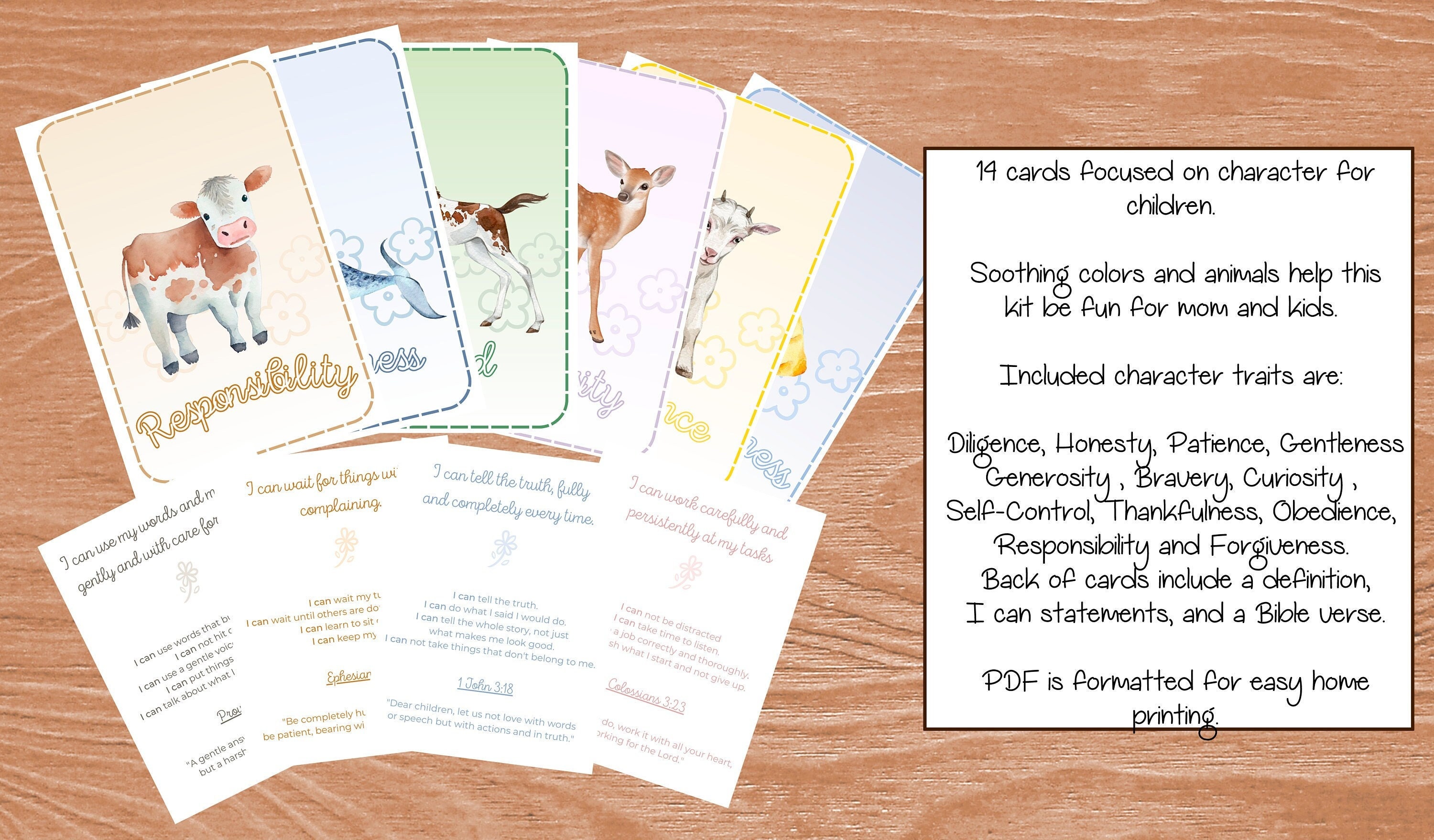 Character Flashcards for Children. Digital File for Developing ...