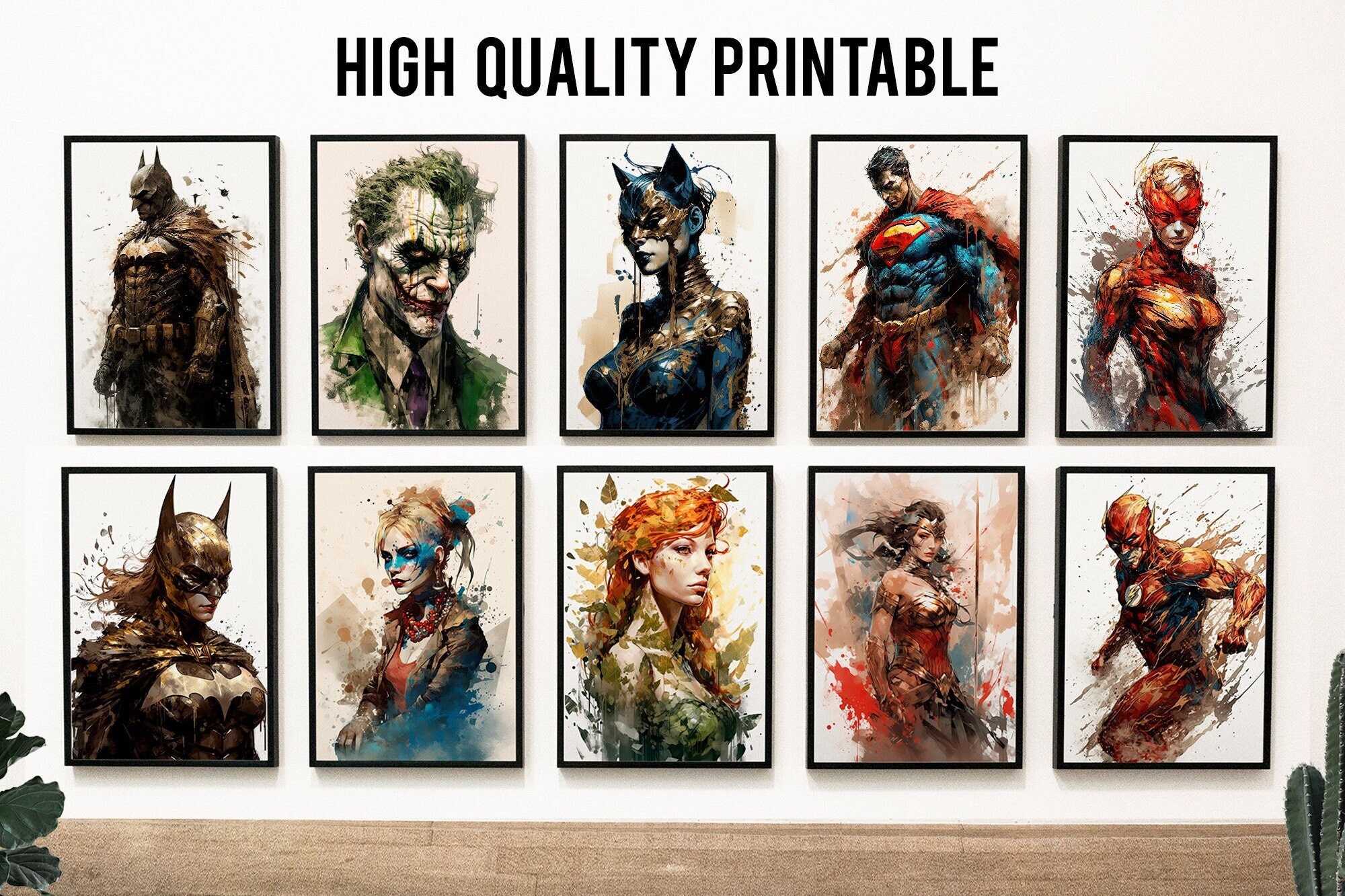 10 Superheroes DC Poster Art, Digital Download, Superhero Print ...