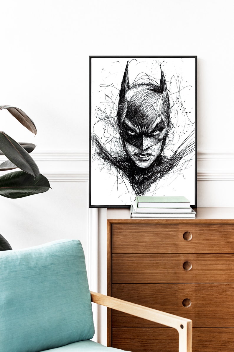 DC Superheroes Ink Pen Art Poster Prints (digital Download) - Etsy