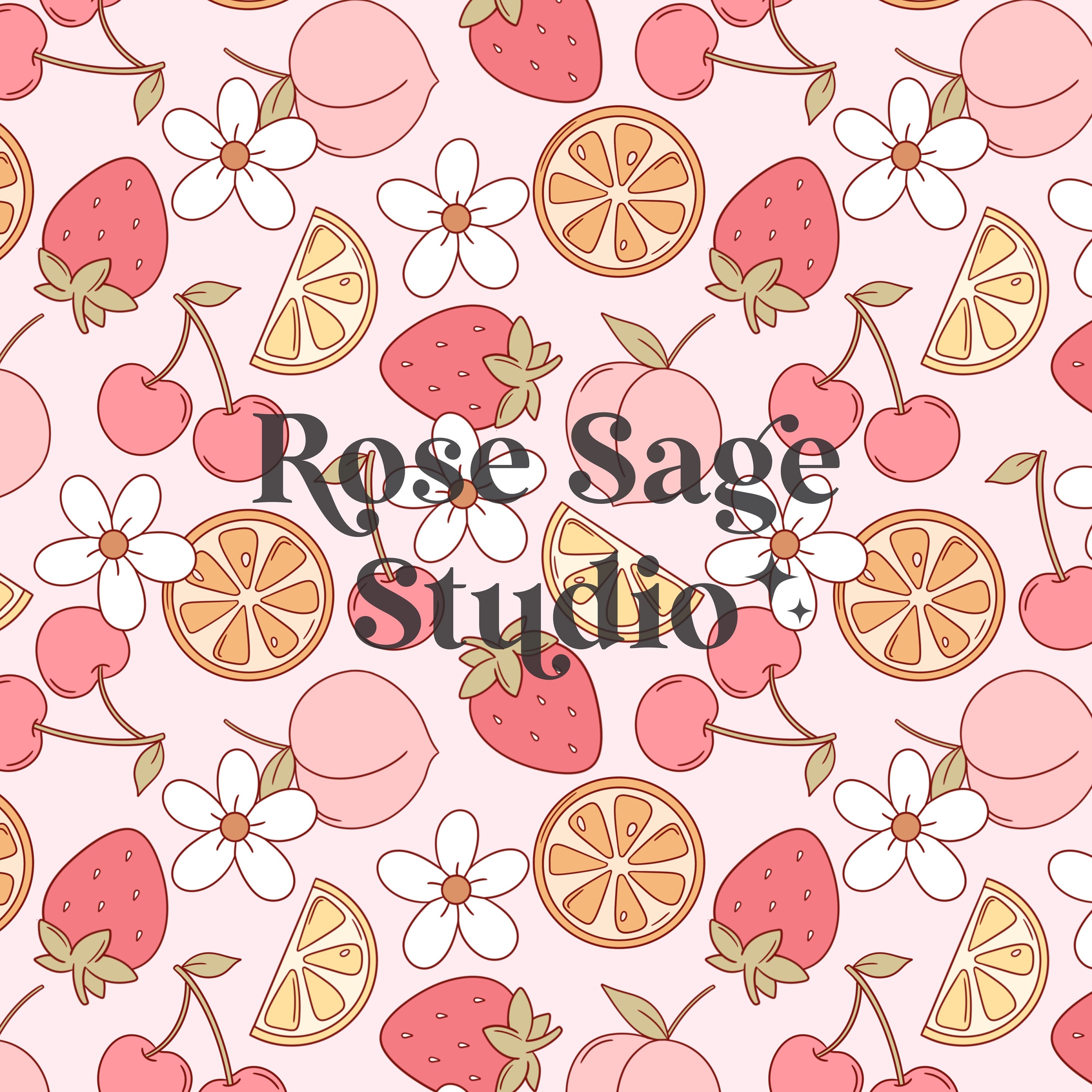 Retro Summer Fruit Seamless, Fruit Daisy Seamless Pattern, Retro Girl ...