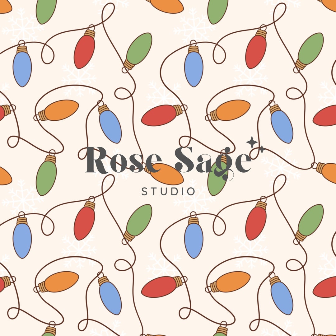 Christmas Lights Seamless Pattern, Boho Christmas String Lights ...
