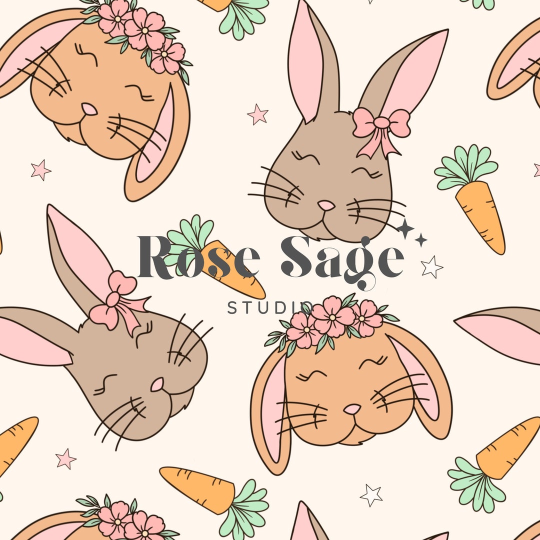 Easter Bunny Seamless Pattern, Girl Easter Bunnies Seamless File ...