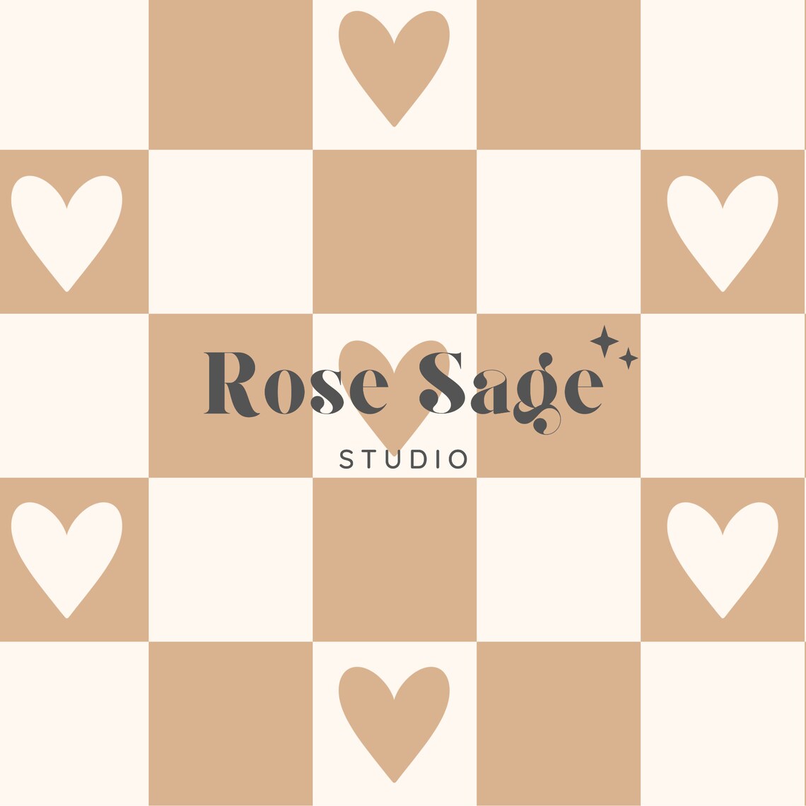 Neutral Heart Checkered Seamless Pattern, Tan Beige Heart Checker ...