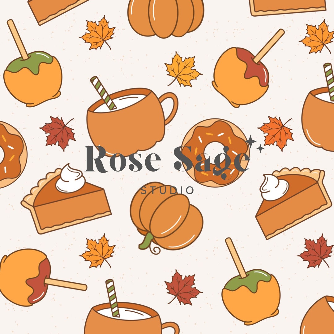 Thanksgiving Seamless Pattern, Pumpkin Pie Seamless Pattern, Fall ...