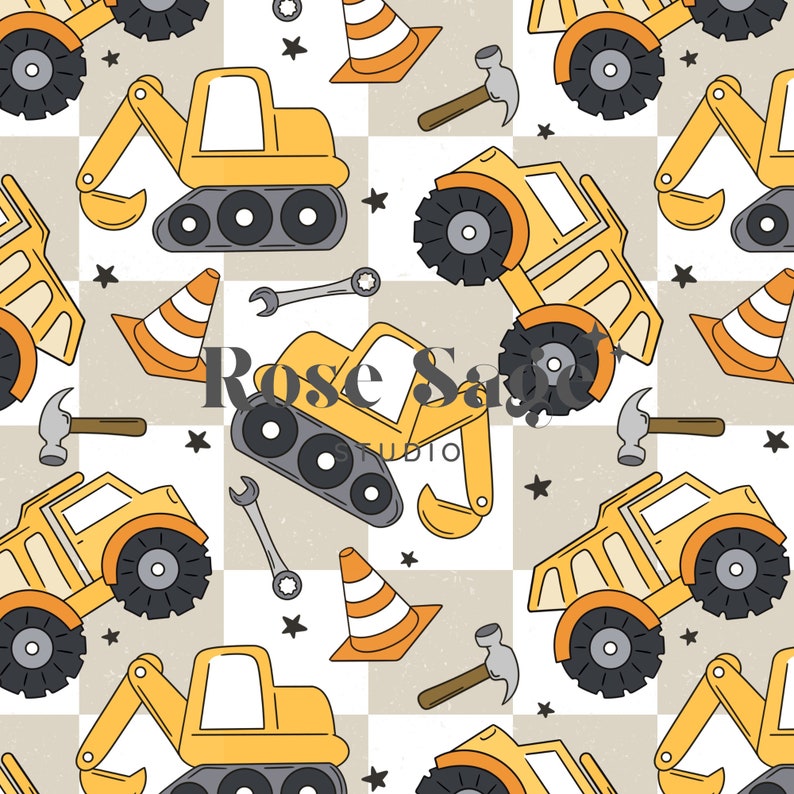 Construction Seamless Pattern, Boy Seamless File, Construction Truck ...