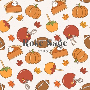 Thanksgiving Seamless Pattern, Football Fall Seamless Pattern, Fall ...