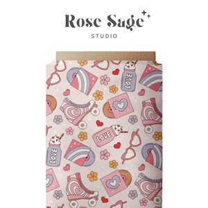 Groovy Valentines Seamless Pattern, Retro Rollerblade Valentines Day ...