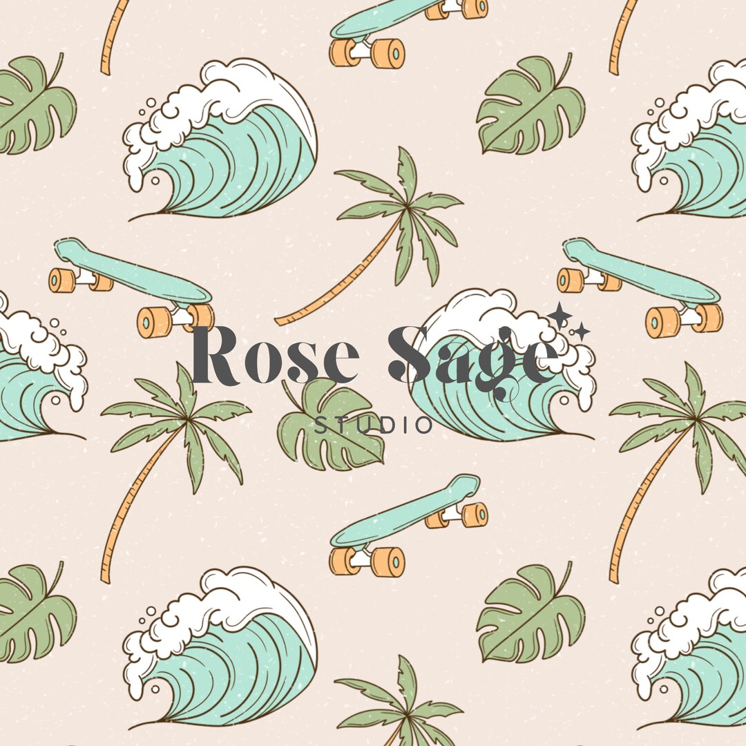 Retro Summer Beach Seamless Pattern Distressed Summer Ocean - Etsy