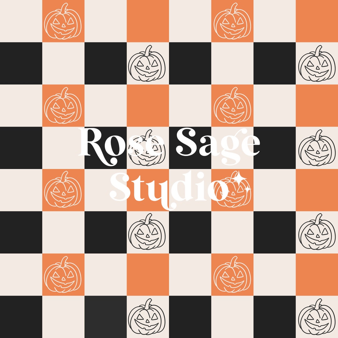 Halloween Checkered Seamless File, Checker Jack O Lantern Seamless ...