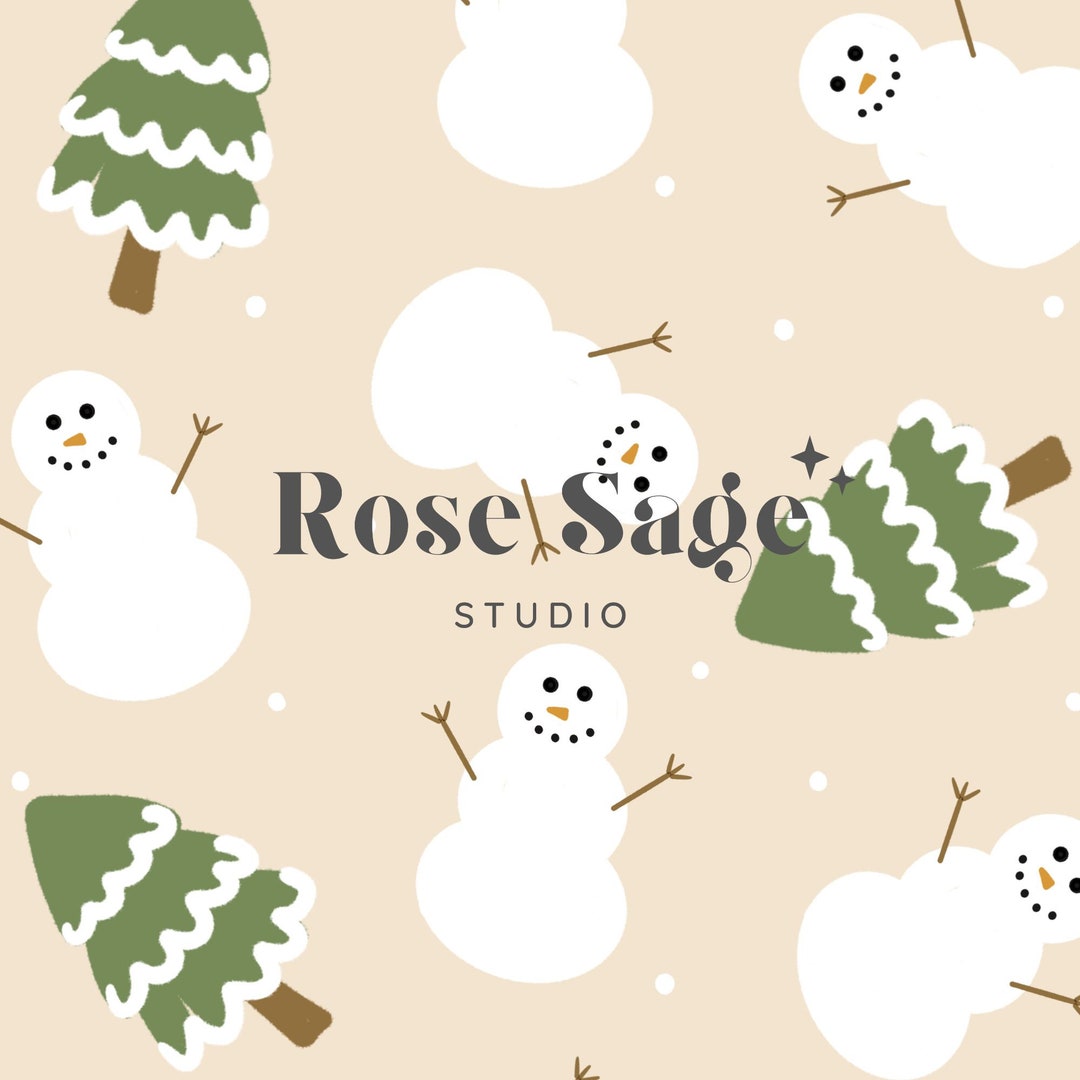 Boho Winter Snowman Trees Seamless Pattern, Boho Christmas Snowmen ...