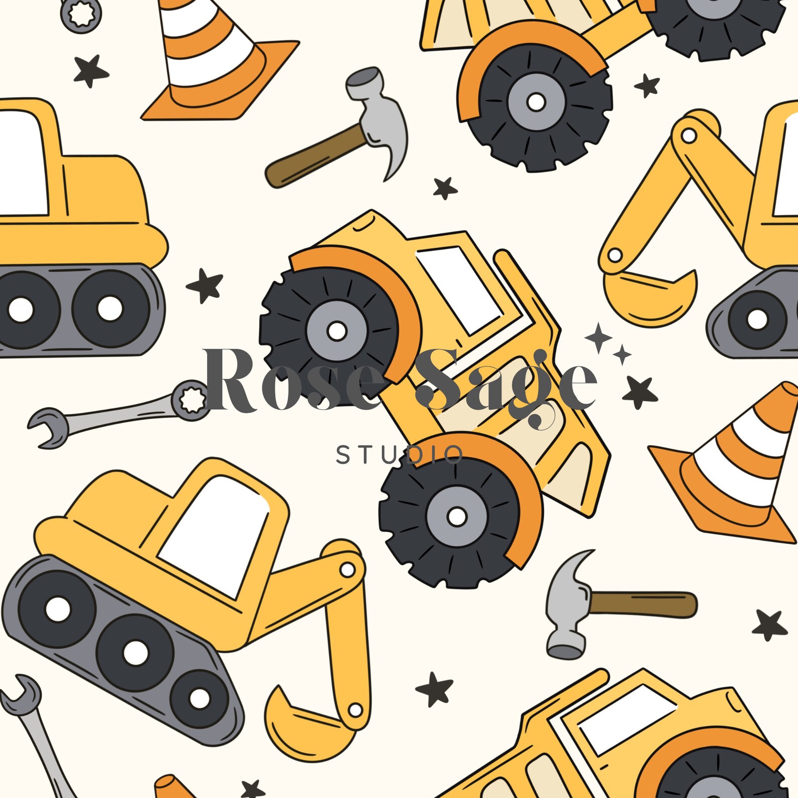 Construction Seamless Pattern, Boy Seamless File, Construction Truck ...