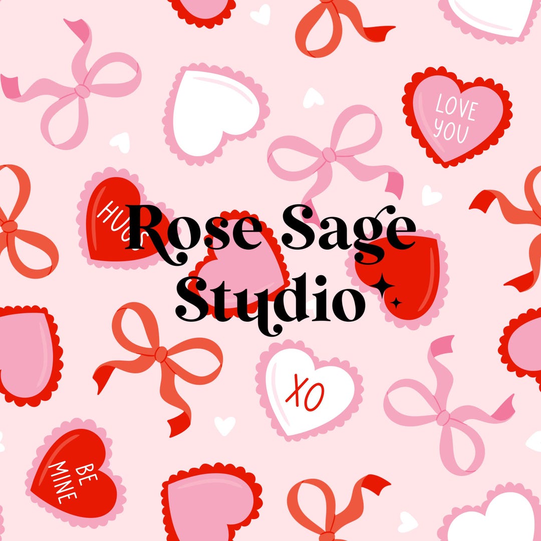 Valentines Hearts and Bows Seamless File, Girl Valentines Day Seamless ...