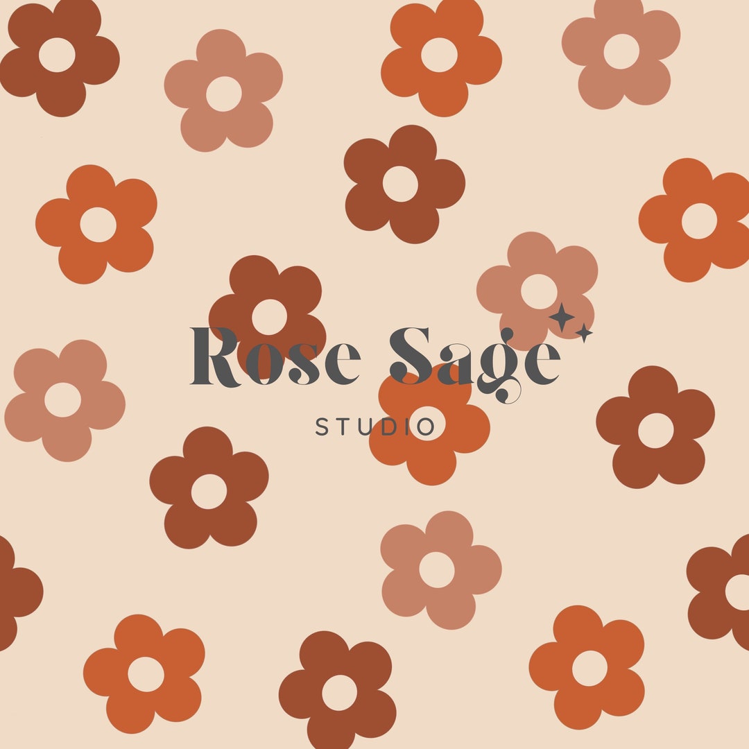 Retro Flower Seamless Digital Pattern, Fall Floral Seamless Pattern ...