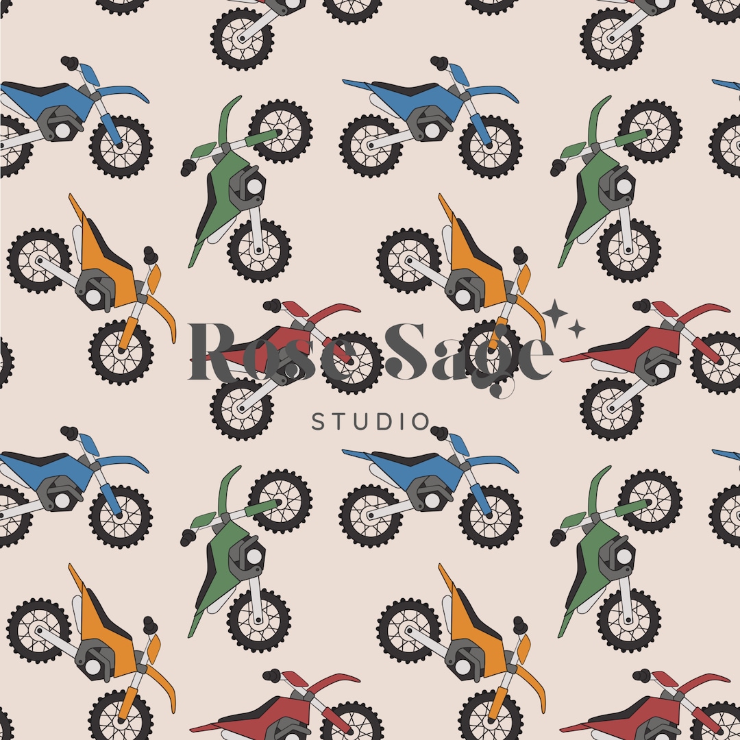 Dirt Bike Seamless Digital Pattern, Motor Bike Seamless Pattern File ...