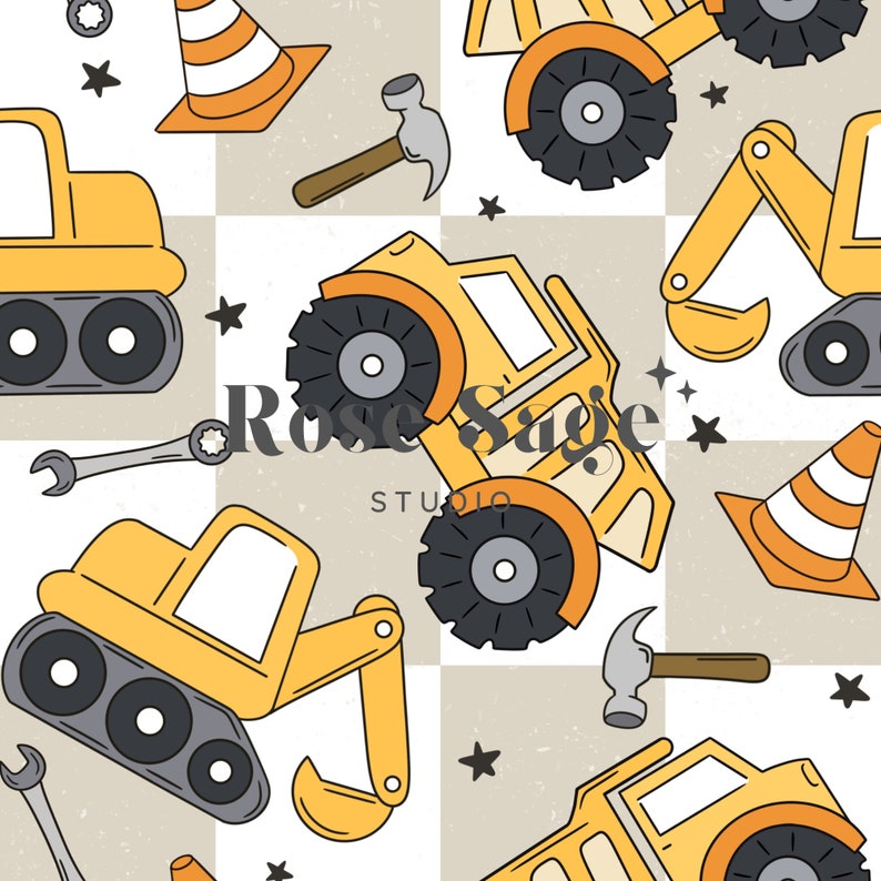 Construction Seamless Pattern, Boy Seamless File, Construction Truck ...