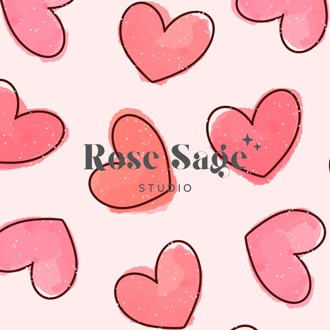 Watercolor Hearts Seamless Pattern, Valentines Hearts Seamless File ...
