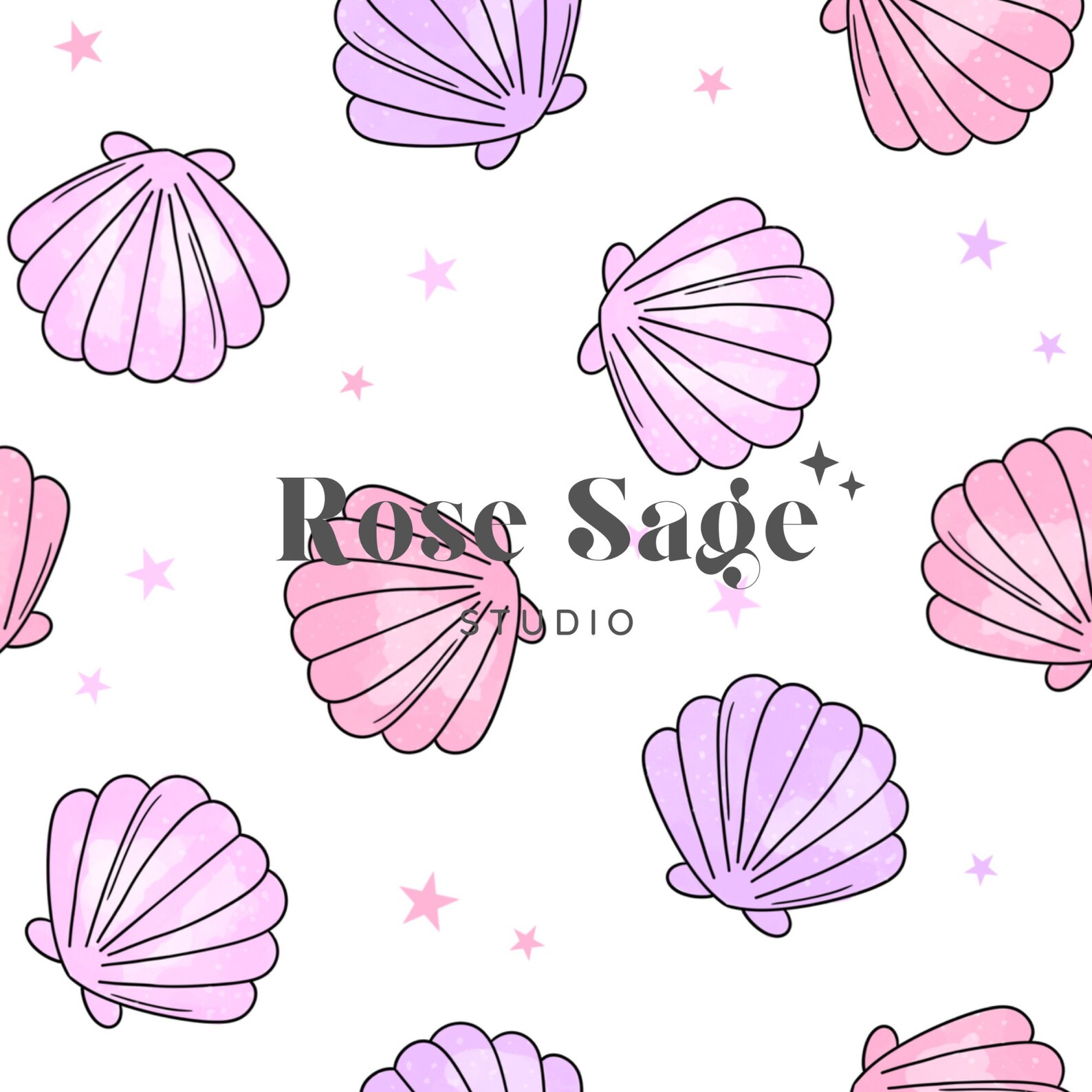 Watercolor Seashells Seamless File, Summer Seashell Seamless Pattern ...