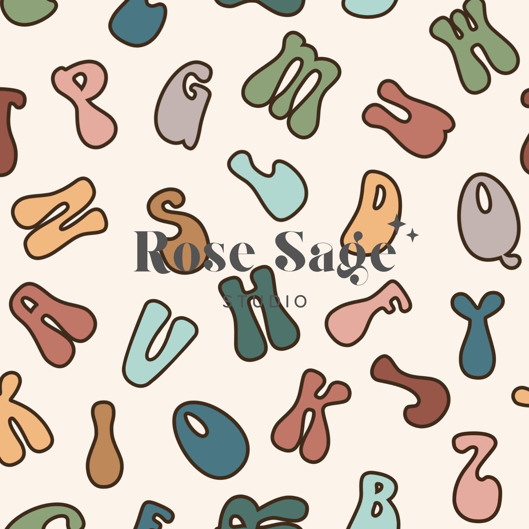 Boho Alphabet Seamless Pattern, Boho School Letters Seamless File, Boho ...