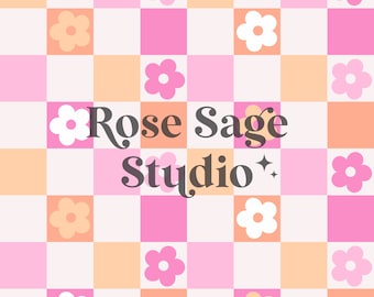 Summer Floral Checkered Seamless File, Daisy Checker Seamless File, Bright Girl Summer Seamless ...