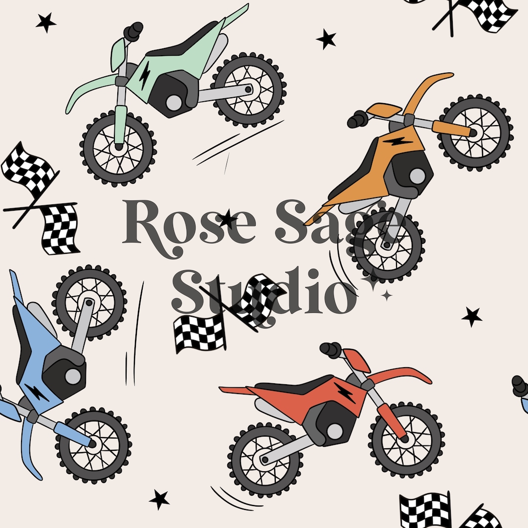 Dirt Bike Seamless Pattern, Boy Seamless File, Race Bikes Seamless File ...
