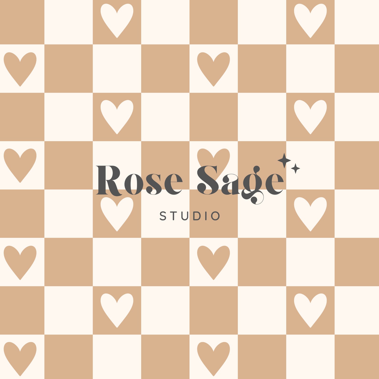 Neutral Heart Checkered Seamless Pattern, Tan Beige Heart Checker ...
