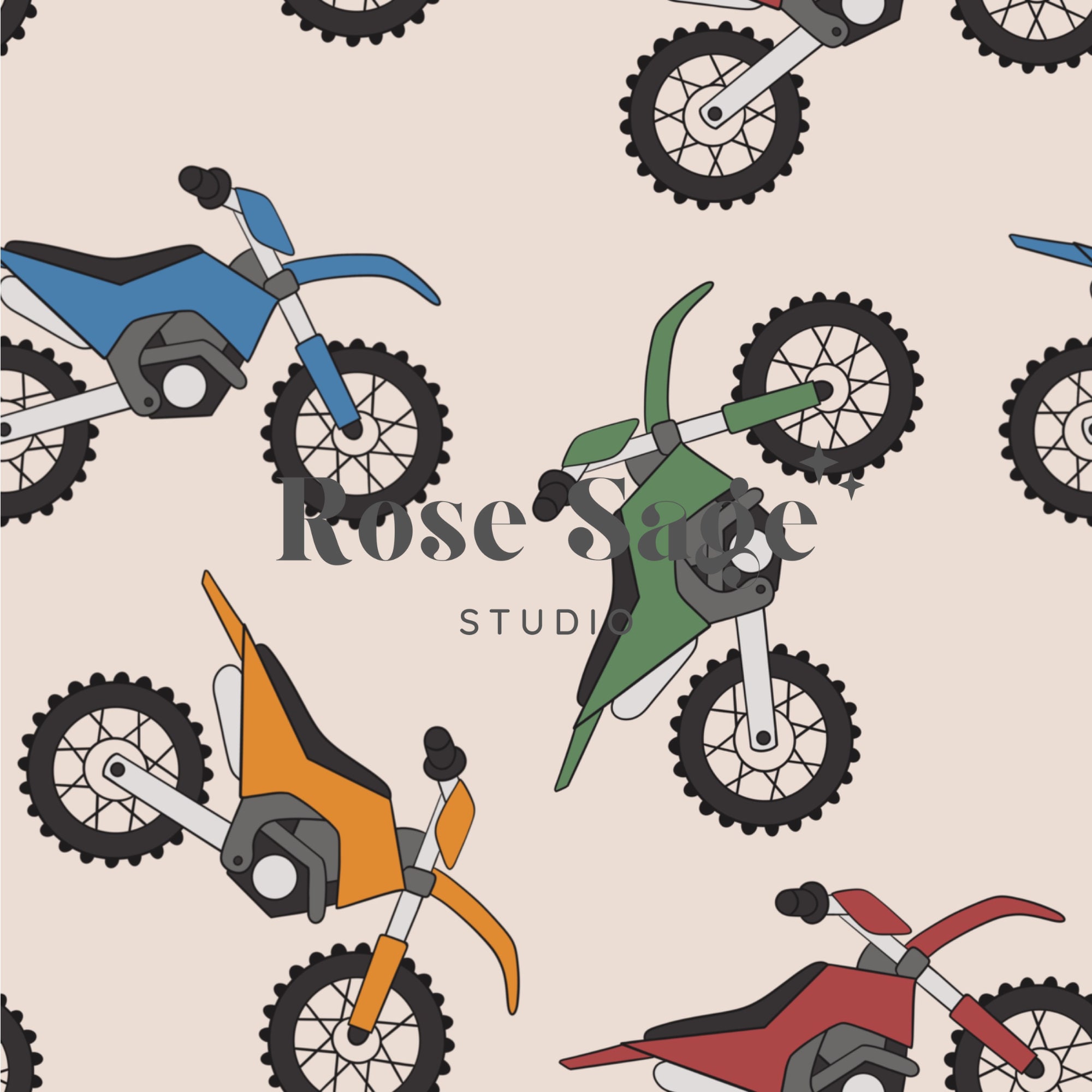 Dirt Bike Seamless Digital Pattern, Motor Bike Seamless Pattern File ...