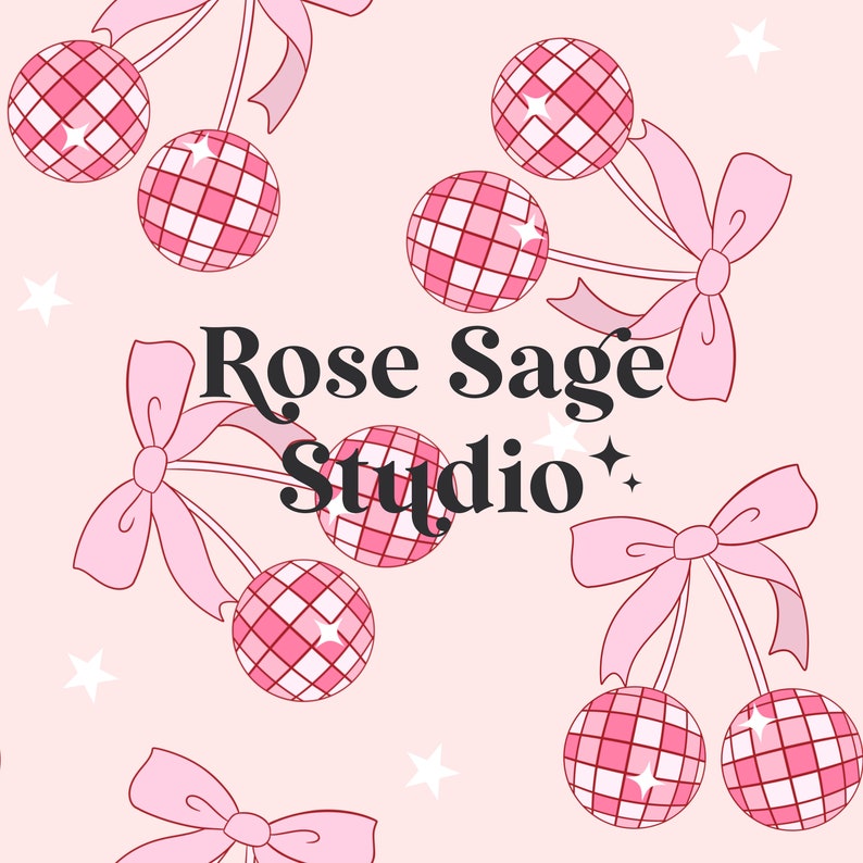 Bow Disco Cherries Seamless Pattern, Retro Pink Disco Cherry Seamless ...