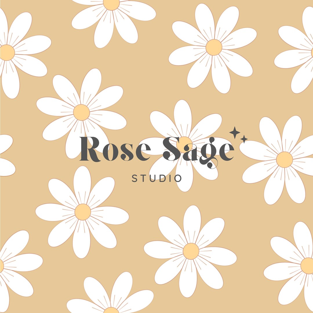 Neutral Boho Daisy Seamless Digital Pattern, Daisy Floral Seamless Pattern, Beige White Flowers ...