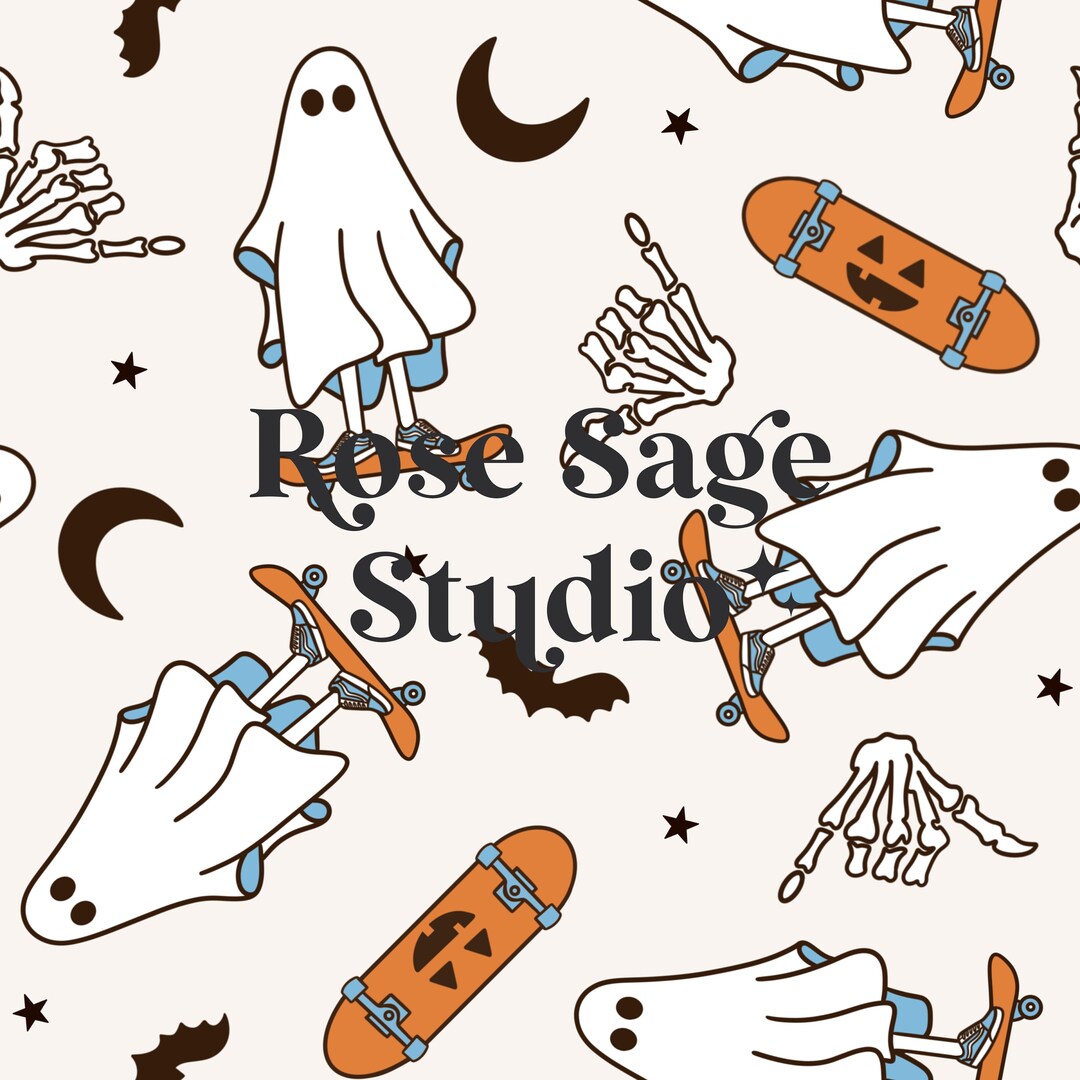 Retro Spooky Ghost Seamless Pattern, Retro Halloween Boy Seamless ...