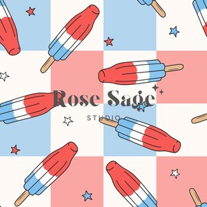 Fourth of July Popsicle Seamless Pattern, 4th of July Ice Cream ...