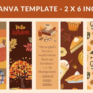 Autumn Bookmark Designs, Printable Canva Template, Fall, Pumpkin Spice ...