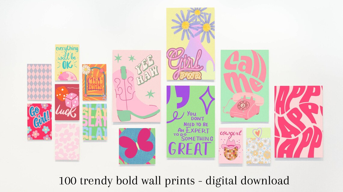 100 Trendy Y2K Prints, A4 Wall Gallery Designs, Digital Download, That ...