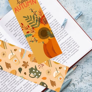 Autumn Bookmark Designs, Printable Canva Template, Fall, Pumpkin Spice ...