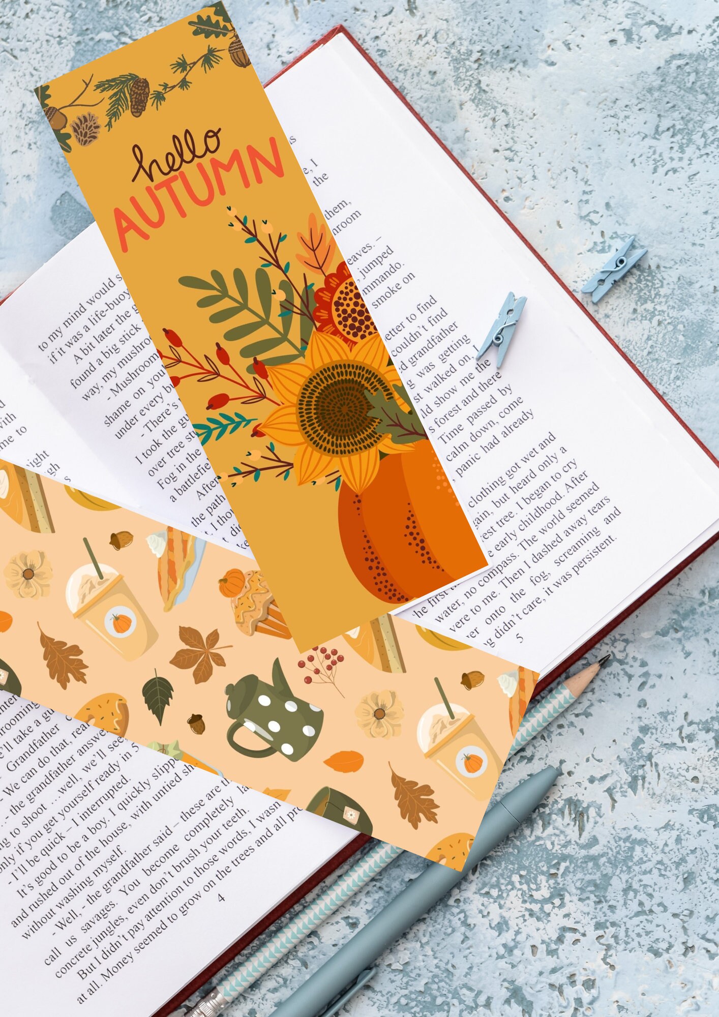 Autumn Bookmark Designs Printable Canva Template Fall - Etsy