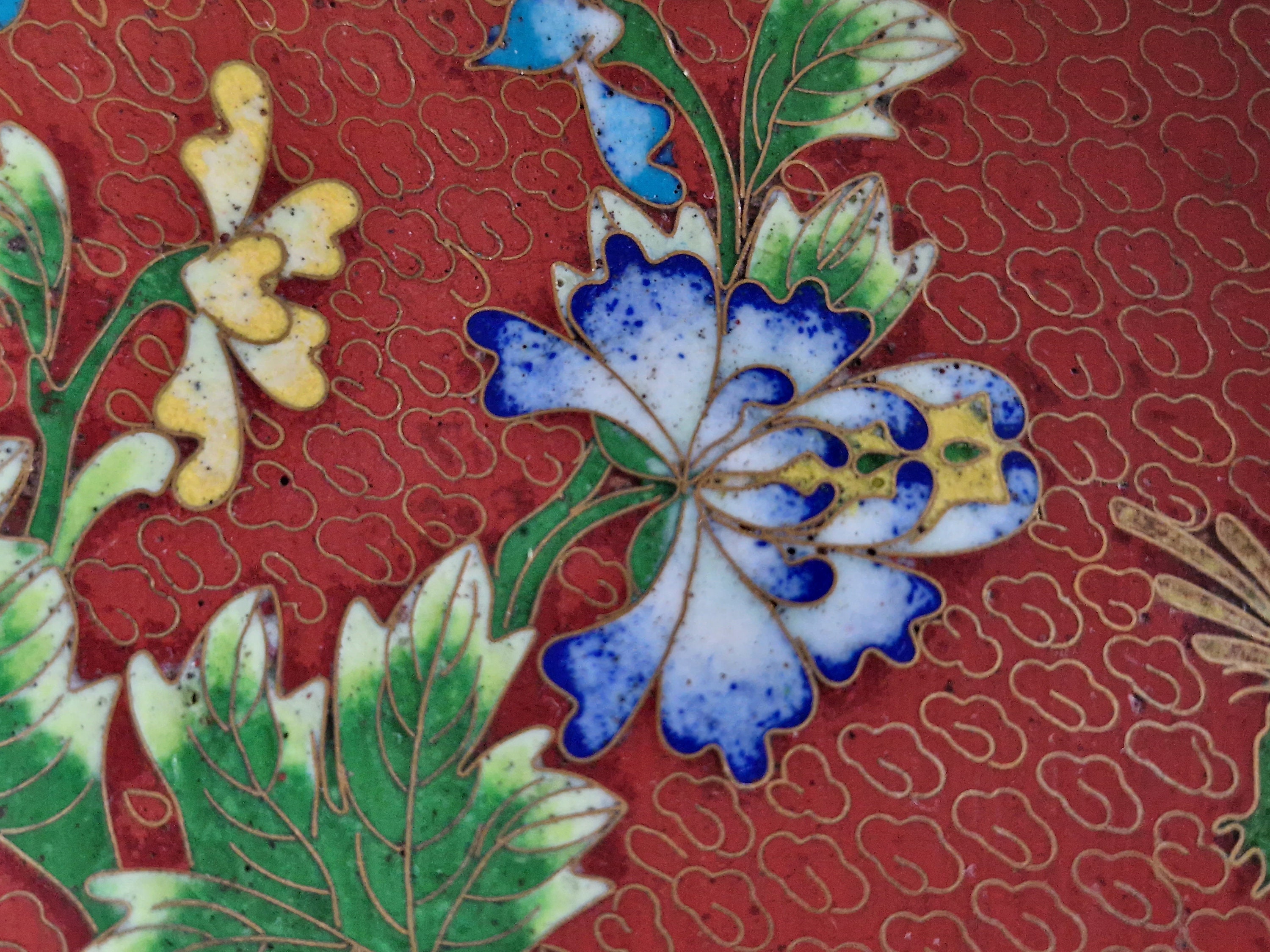 Chinese Cloisonne Enamel Plate, Flowers and Birds Motif, Chinese Enamel ...