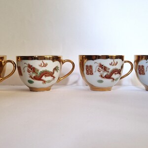 Vintage 22K Gold Dragon & Phoenix Porcelain Tea Set, Gilded Tea Pot and ...