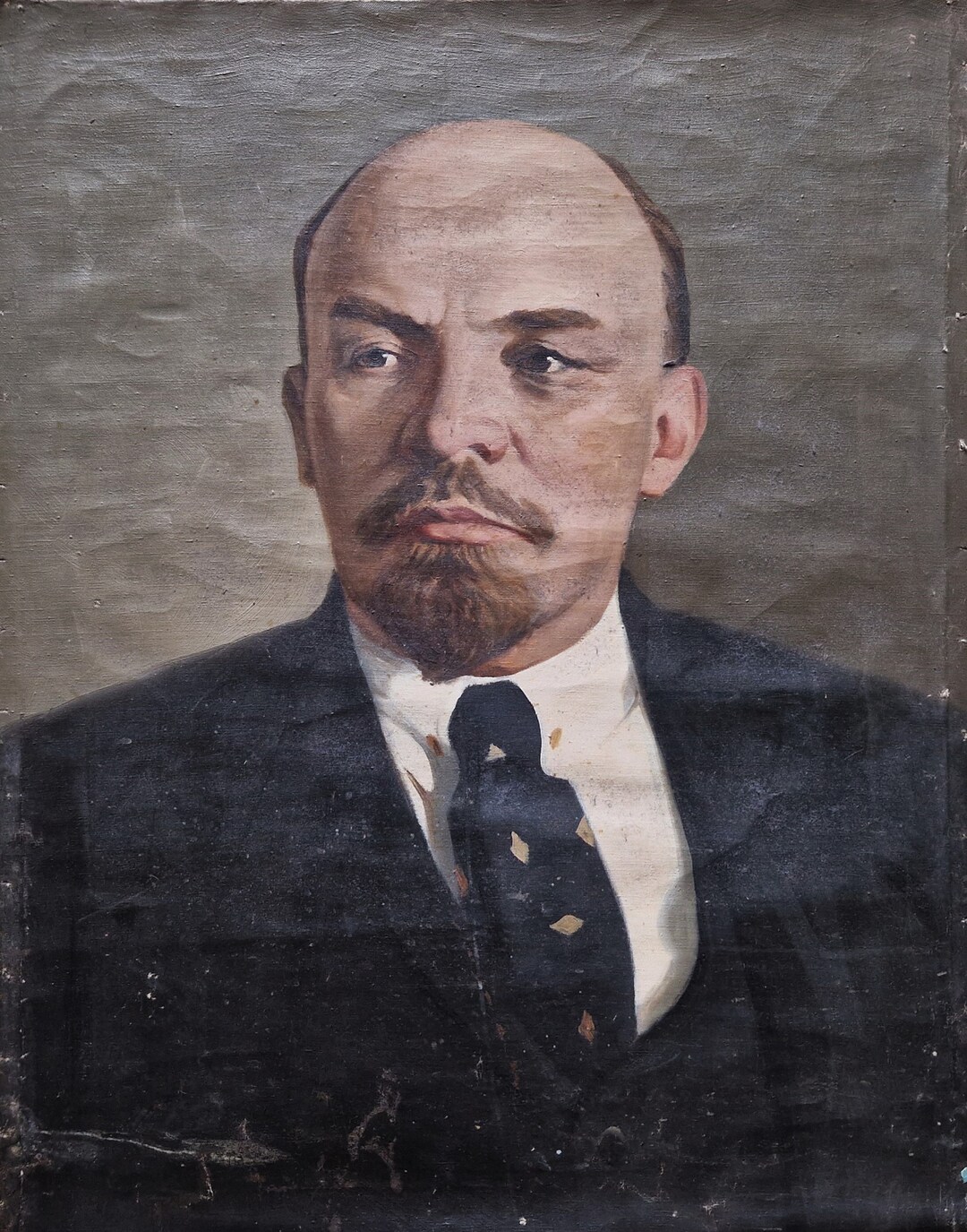 VINTAGE Oil Painting Original Portrait Painting on Canvas, Socialist ...