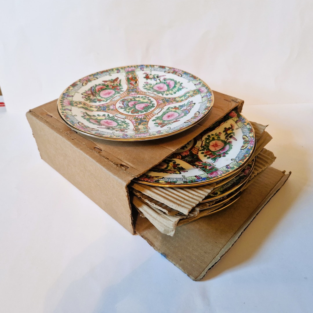 8 Set of 6 Chinese Rose Medallion 20cm Porcelain Dessert Plates ...