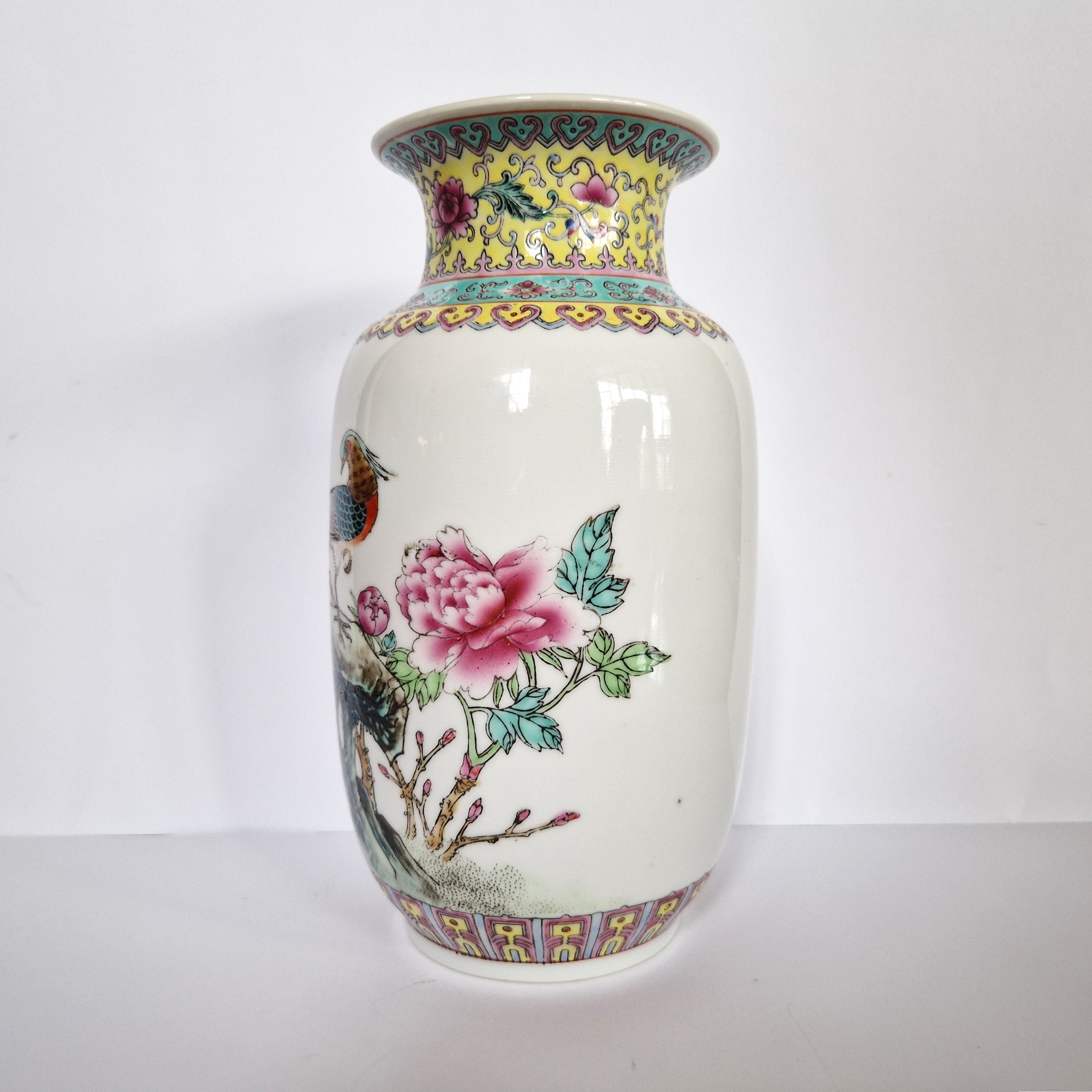 Vintage Chinese Porcelain Vase, Bird and Flowers Painting, Asian ...