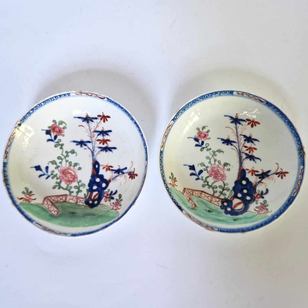 Collectible English Porcelain Lowestoft Set of 2 Antique Hand Painted ...