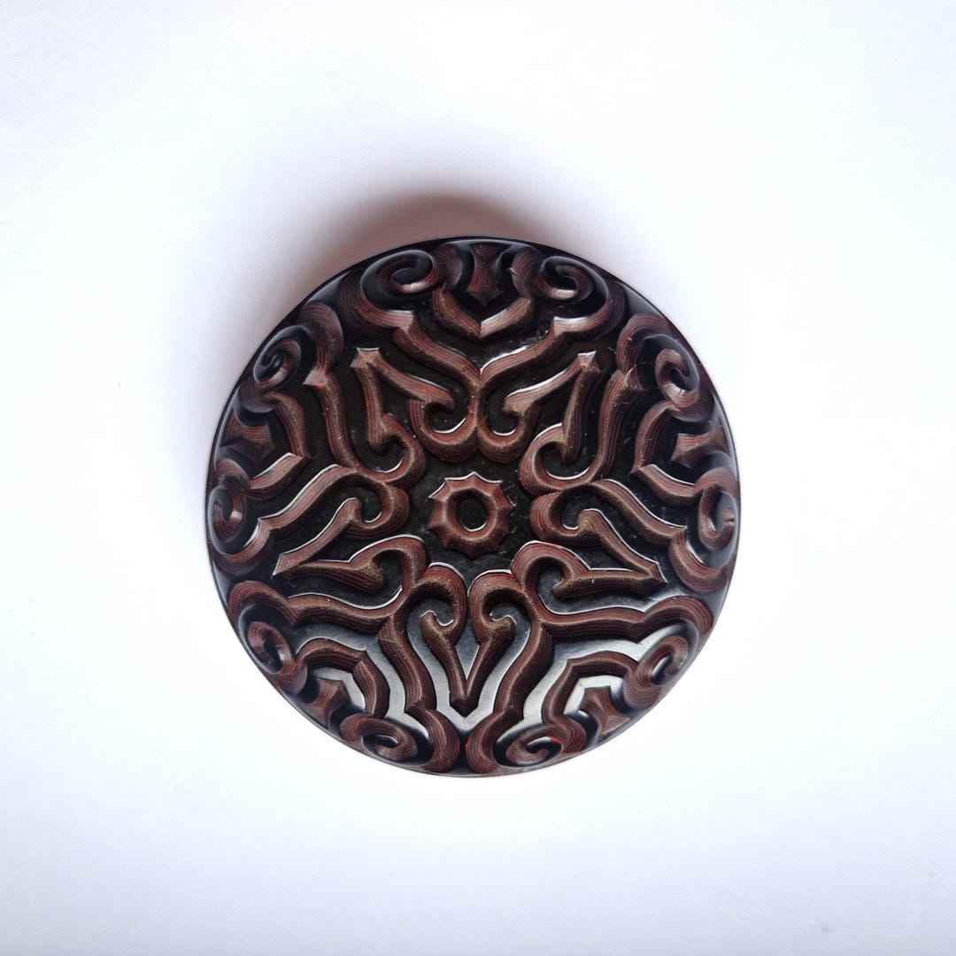 Antique Japanese Box - Tixi Black Lacquer Round Covered Pomade Box ...