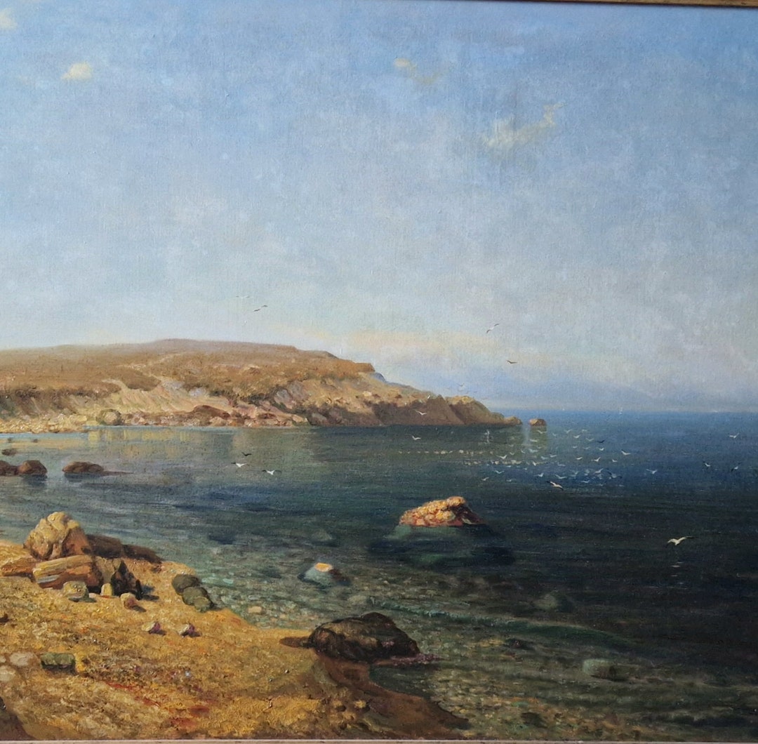 Vintage Seascape Oil Painting, Sea Landcape Wall Art, Original Nature ...