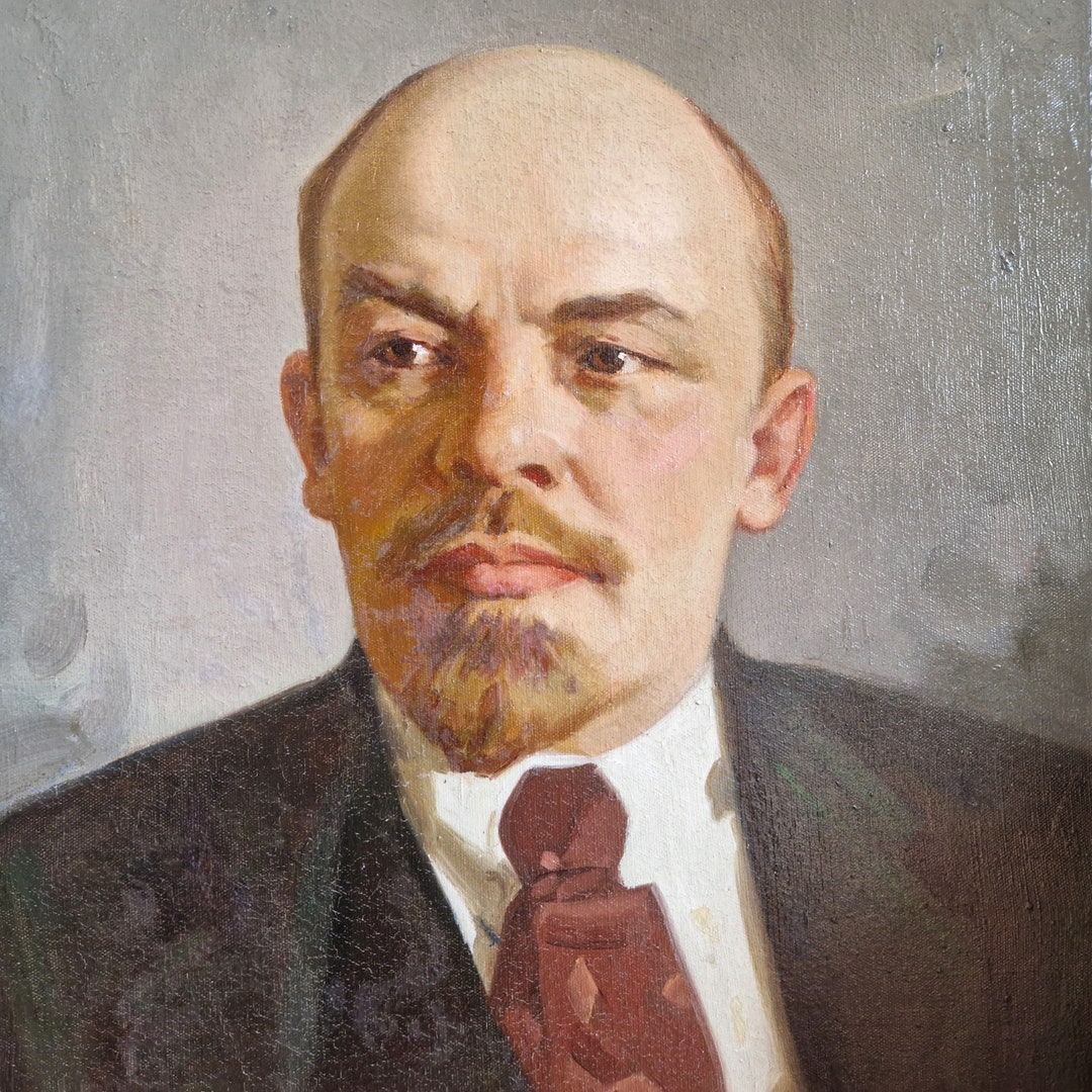 Vintage Oil Painting Original Portrait of Lenin, Politican Oil Portrait ...