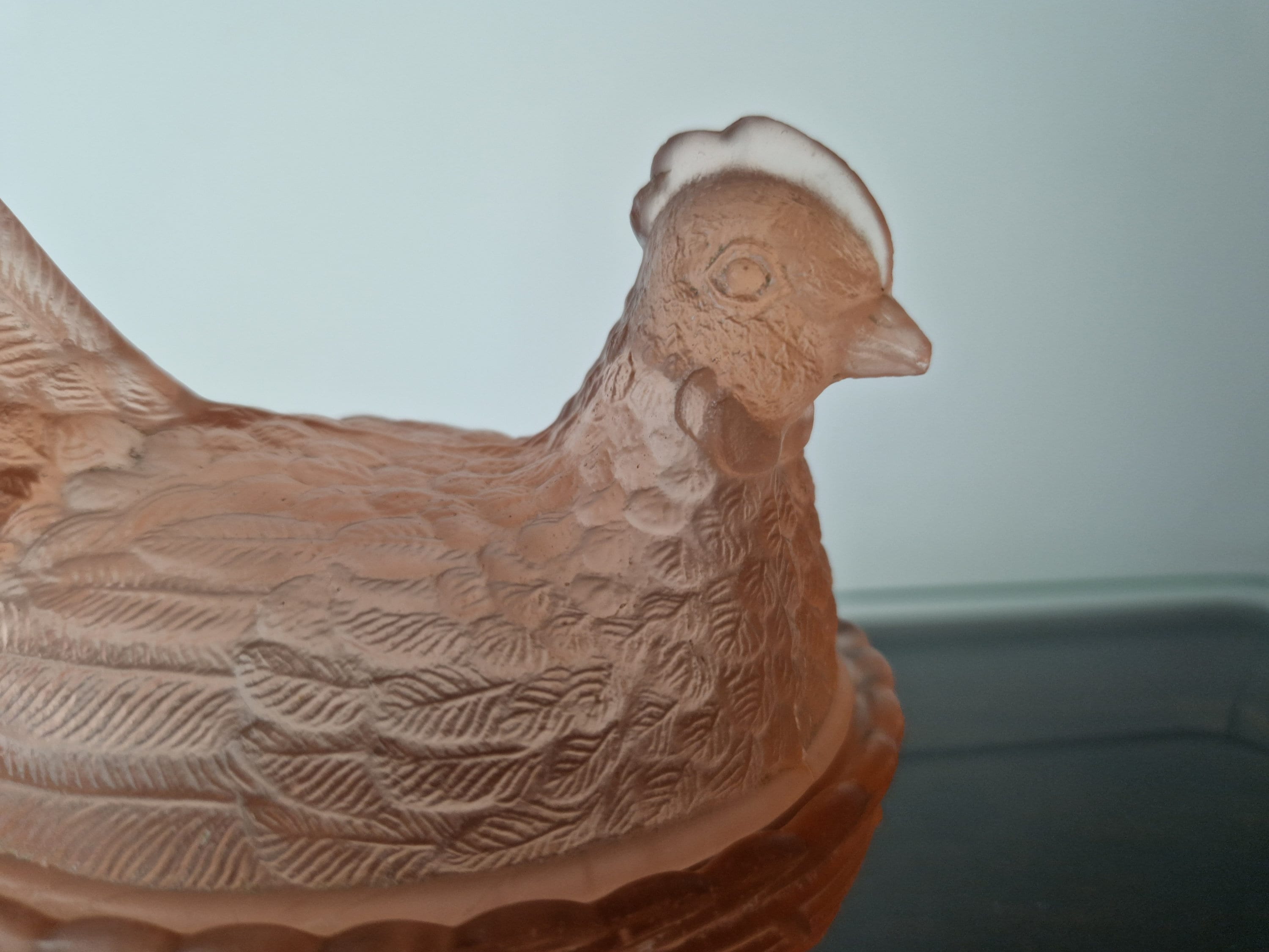Vintage Pink Glass Hen on Nest, Easter Decoration, Farmhouse Chicken ...