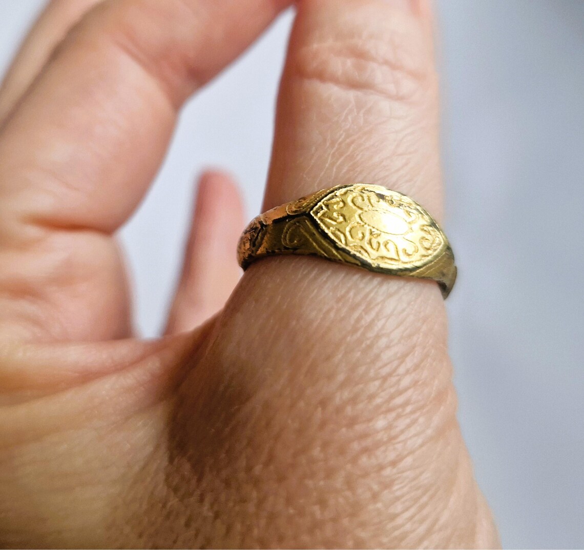 Antique Gilt Bronze Signet Ring: Ottoman Islamic Calligraphy Jewelry ...