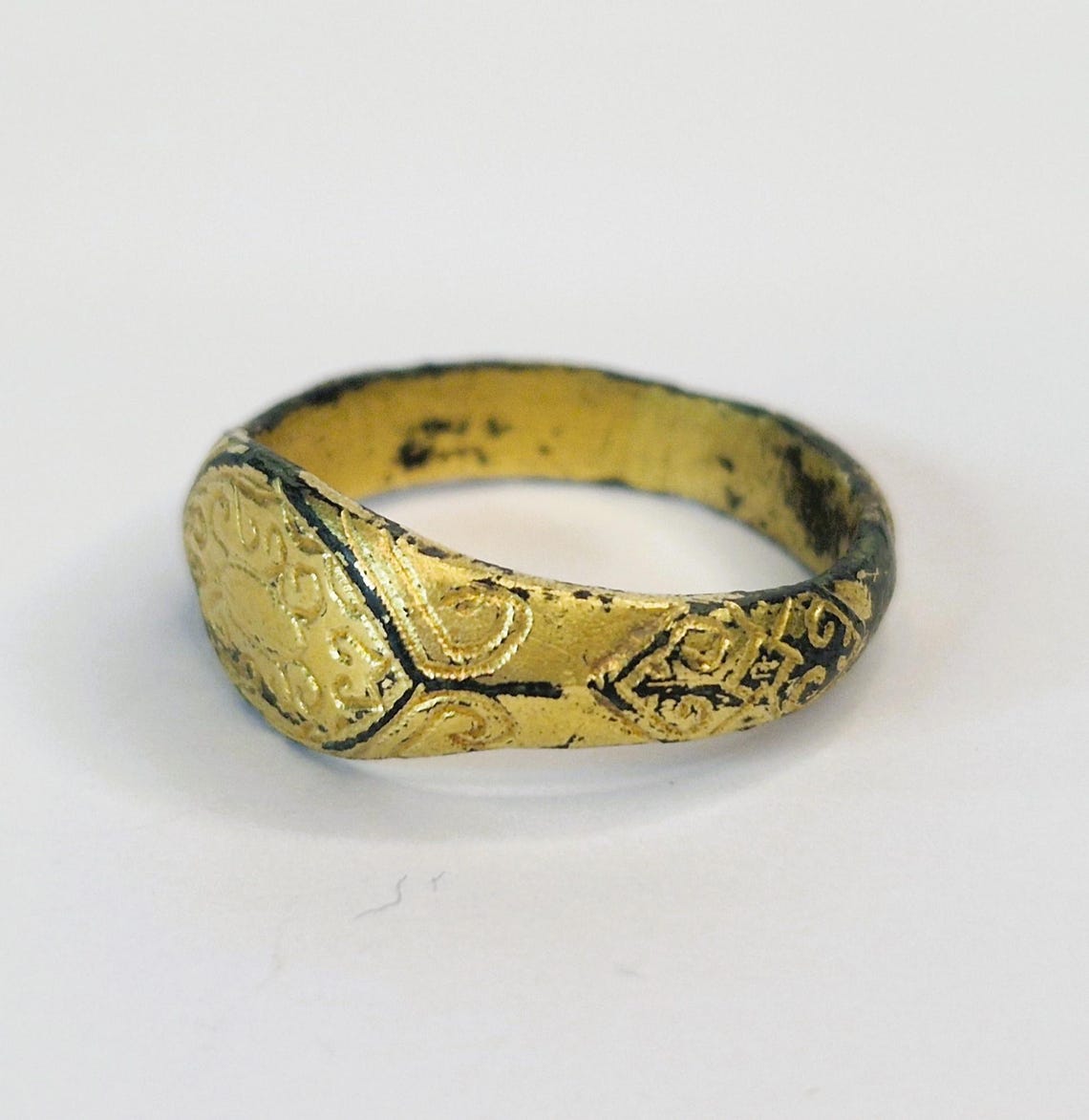 Antique Gilt Bronze Signet Ring: Ottoman Islamic Calligraphy Jewelry ...