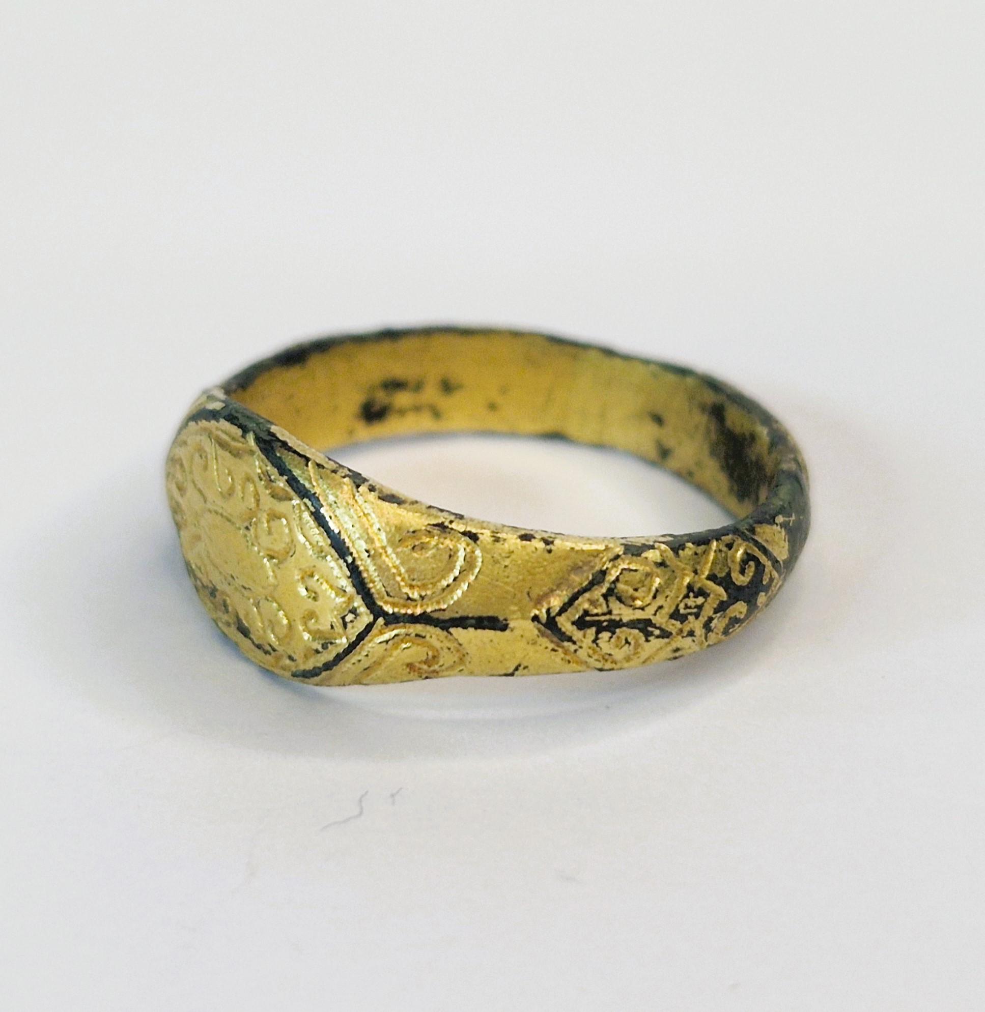 Antique Gilt Bronze Signet Ring: Ottoman Islamic Calligraphy Jewelry ...